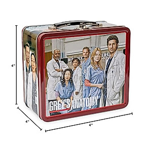 Retro Style Metal Tin Lunch Box Tote | Reusable Bag, Storage Organizer Container, Bento Box Accessories | Official TV Show Collectible | 8 x 7 x 4 Inches