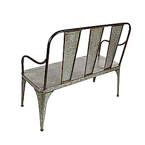 Deco 79 Farmhouse Metal Solid Outdoor Bench, 47" x 26" x 40", Silver