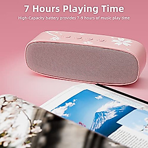 Mytrix Sakura Pink Cherry Blossom Bluetooth Speaker, Portable Wireless Speaker with Bluetooth 5.0, Dual Pairing, Outdoor Speakers with HD Sound and Bass for Home, Party, and Travel
