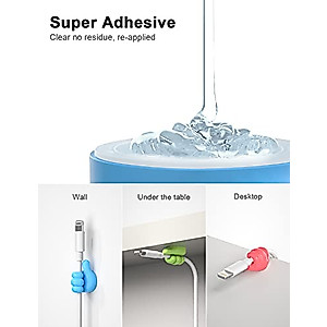 iToleeve 12Pcs Cable Clips, Fun Cord Holders, Silicone Thumb Wall Hooks, Cord Organizer for Desk Wall Car Nightstand, Cord Clips, Wire Holders, Phone USB Charger Cable Management, Key Hanger