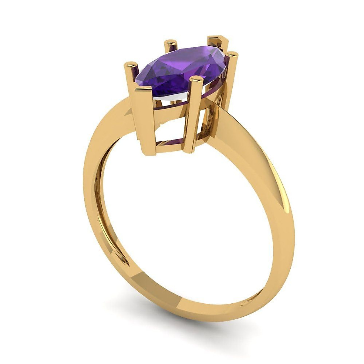 Clara Pucci 1.4ct Marquise Cut Solitaire Natural Amethyst Proposal Wedding Bridal Designer Anniversary Ring 14k Yellow Gold for Women