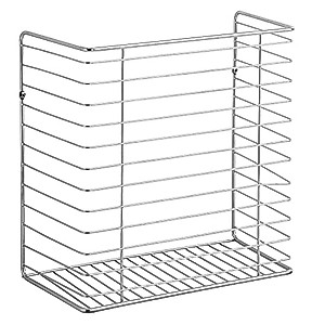 mDesign Metal Wire Wall Mounted Shelf for Kitchen Pantry - Mountable Hanging Organization Vegetable Baskets for Kitchen Wall - Hold Produce, Towels, Bread, Mail, Concerto Collection - Chrome