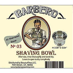 Barbero Deluxe Stainless Steel Shaving Bowl for Shaving Soap