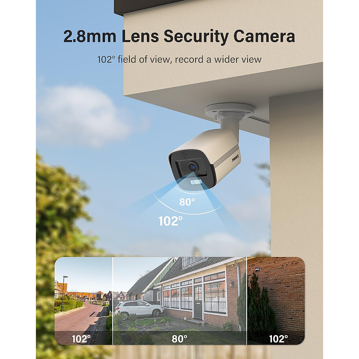 ANNKE 3K Add-On Security Bullet Camera with Full Color Night Vision, 4-in-1 TVI/AHD/CVI/CVBS CCTV Surveillance Wired Cam with Built-in Mic, 2.8mm Lens, IP67 Weatherproof, (Cable & Adapter Included)