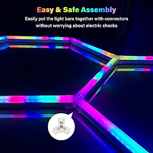 ALLYES RGB Hexagon Light - LED Garage Hexagon Light with 358 Color Modes, Dimmable and Speed Adjustable LED Hexagon Lights, DIY, for Gaming Room, Bar, Party, Live Room, Music Studio, Gym, 5-Pack