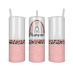 TunlaStore Leopard Mamaw Tumbler - Mamaw Rainbow Tumbler - Mothers Day Gifts Mamaw - Leopard Rainbow Mamaw Travel Cup - Tumbler With Straw And Lid - 20 Oz - Insulated Stainless Steel, White