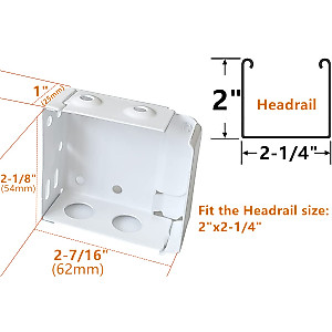 Cutelec 2pcs Box Mounting Bracket for High Profile Blinds 2inch White Color Window Blinds Headrail Holder Bracket