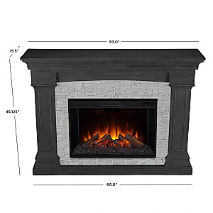 Real Flame Deland Grand Electric Indoor Fireplace with Remote Control, Realistic Infrared Fireplace with Heater, Grey