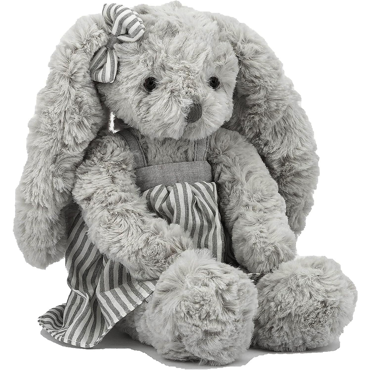 Easter Bunny Stuffed Animal, 12" Grey Plush Rabbit for Girls