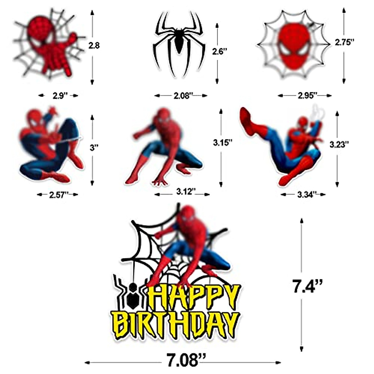 Spider Birthday Party Supplies and Decorations,Spider Themed Party For Kids Serves a Airwalker Balloon, Cupcake Toppers,Banner,Latex Balloons and Bottle Stikers
