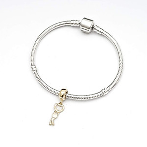 Adabele 1pc Solid Sterling Silver Hypoallergenic Hang In My Love Heart Dangle Bead Charm Compatible with Pandora All Other Charm Bracelet Necklace Women Jewelry EC685