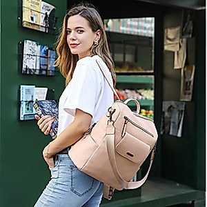 CLUCI Leather Backpack for Women Convertible Backpack Purse Travel Large Fashion Designer Ladies Purse