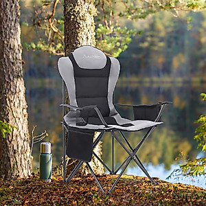 Aohanoi 2 Pack Camp Chairs for Heavy People, Outdoor Folding Camping Chairs with Cup Holder & Cooler Bag for Outside Supports up to 300lbs (2 Pcs, Black)