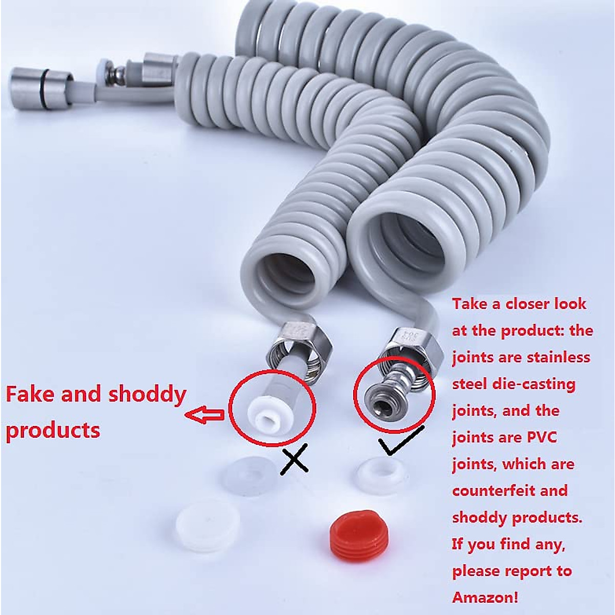 Fat-Cattie Bidet Sprayer Tube, Household Bathroom Toilet PU Handheld Bidet Sprayer Spring Tube Hose Accessory, 2M (Gray)