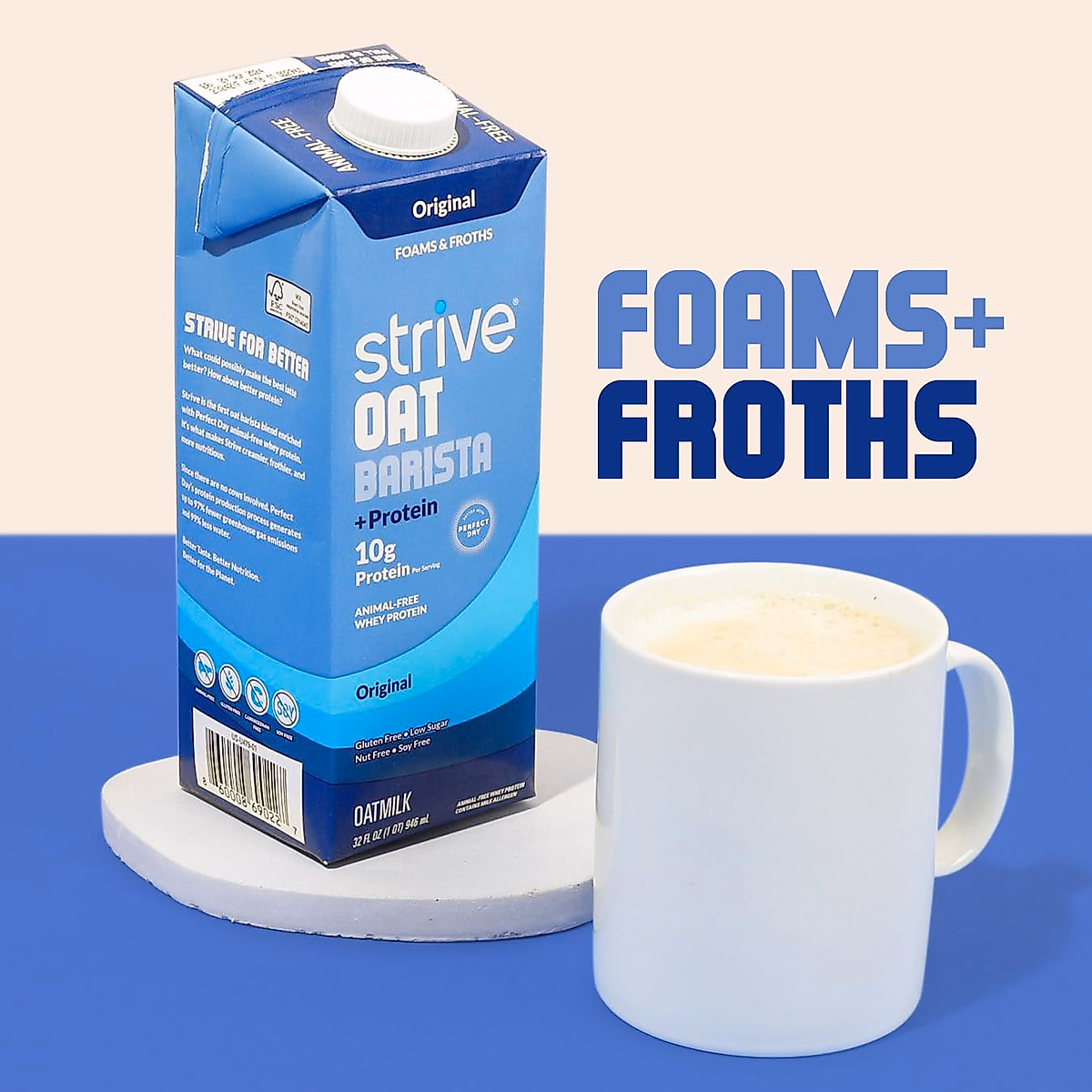 Strive Oat Barista with Protein, 10g Protein per Serving, 32 fl. oz (Pack of 6), Animal-Free Whey Protein, Precision Fermentation, Perfect Day, Alt Milk