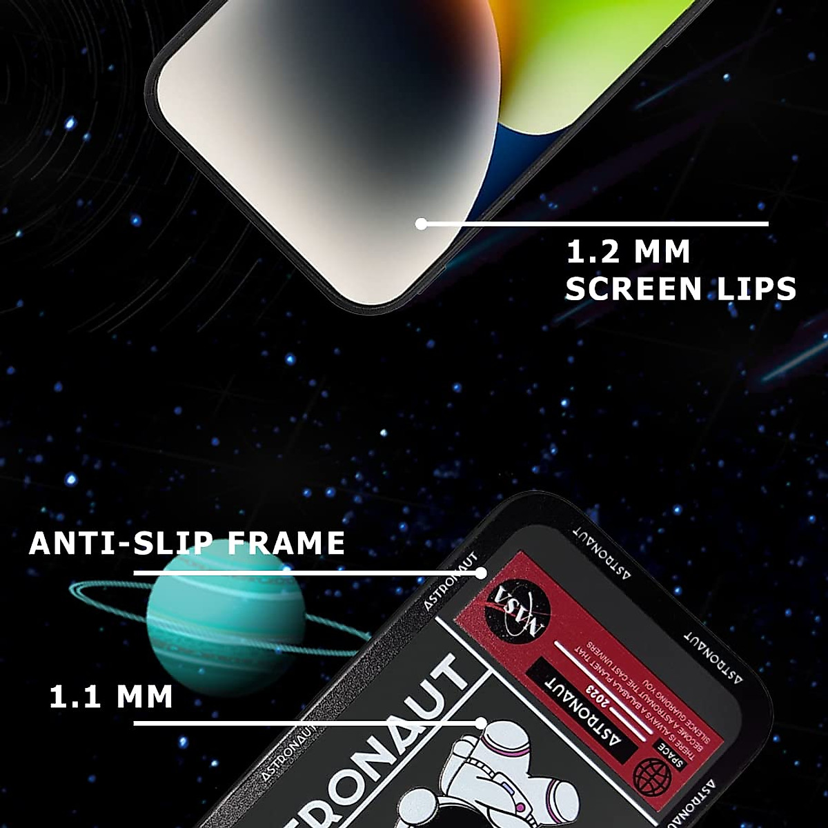 SUIMITAO for iPhone 13 Pro Max Case Cute Astronaut Cartoon Compatible with iPhone 13 Pro Max Case Space Cool Design Mars Phone Case Black