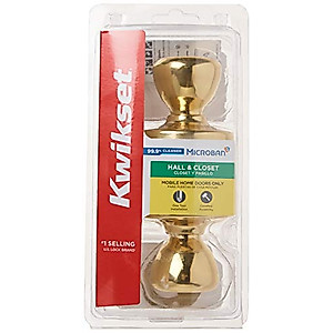 Kwikset 92001-519 Mobile Home Hall & Closet Door Knob in Polished Brass