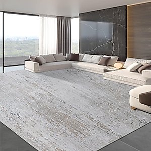 MABOZOO Extra Large 9x12 Modern Abstract Area Rug for Living Room,Neutral Khaki Grey Rugs for Bedroom,Machine Washable Area Rug,Soft Non Slip Dining Room Rug,Big Floor Carpet for Bedroom,Farmhouse