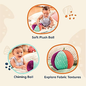 B. toys- B. baby- Large Textured Plush Baby Ball- Chiming Bell- Gross Motor Skills & Sensory Development- for babies & Toddlers- Make It Chime- 6 months +