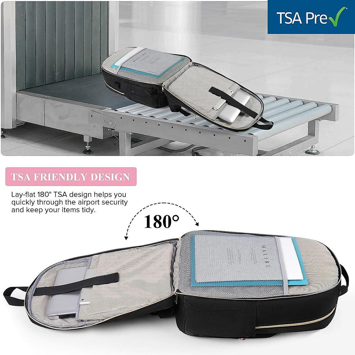 YAMTION Backpack Women Laptop,School Backpack Teen Girls Bookbag with USB for Uni College Students Teacher Business Work,Black