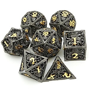 Dungeons and Dragons Dice DND Dice Set D and D dice Set D20 MTG Metal Dice Set Hollow Polyhedral Dice Role Playing Dice with Octopus Motifs for Dungeons and Dragons RPG Table Games
