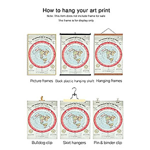 ASENART Flat Retro Earth Map - Gleason's New Standard Map of The World Poster Waterproof Canvas Print No Frame-12 x18