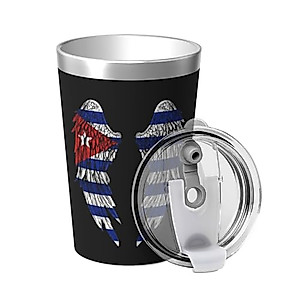 12oz Tumbler Wings Cuba Flag Stainless Steel Cup With Straw And Lid Spill Proof Bulk Double Wall Vacuum Reusable Water Tumblers For Cold Hot Drink