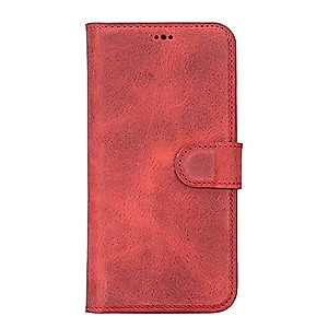 iPhone 14 Pro Max Case, Apple iPhone 14 Pro Wallet, Leather iPhone 14 Plus Cover, Handmade iPhone 14 Leather 2-in-1 Case Wallet (iPhone 14 Plus 6.7", Red)