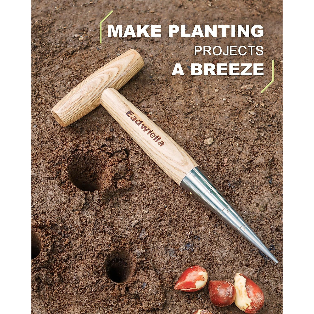 Dibber with 5 Inch Measurements Seed Dibber Garden Tool Hand Dibbler Seed Planter Tool Seed Dispenser Hole Digger for Planting Small Seeds Seedlings Sowing Seeds Transplanting Plants Planting Bulbs