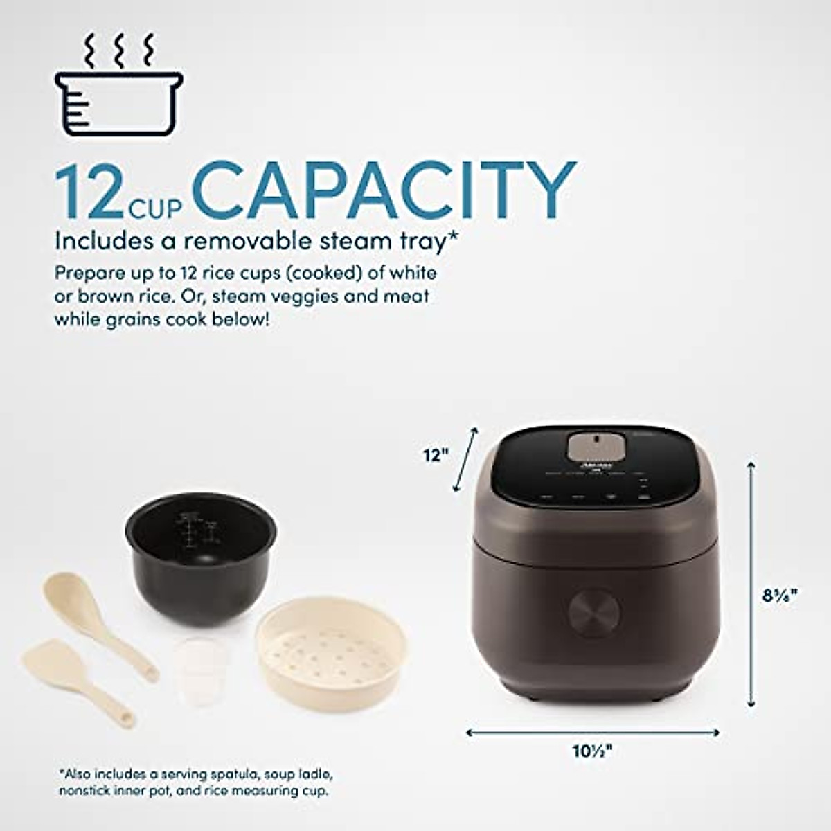 Aroma Housewares Professional 12-Cups (Cooked) / 3Qt. 360° Induction Rice Cooker & Multicooker (ARC-7606B), Black, 12 Cup