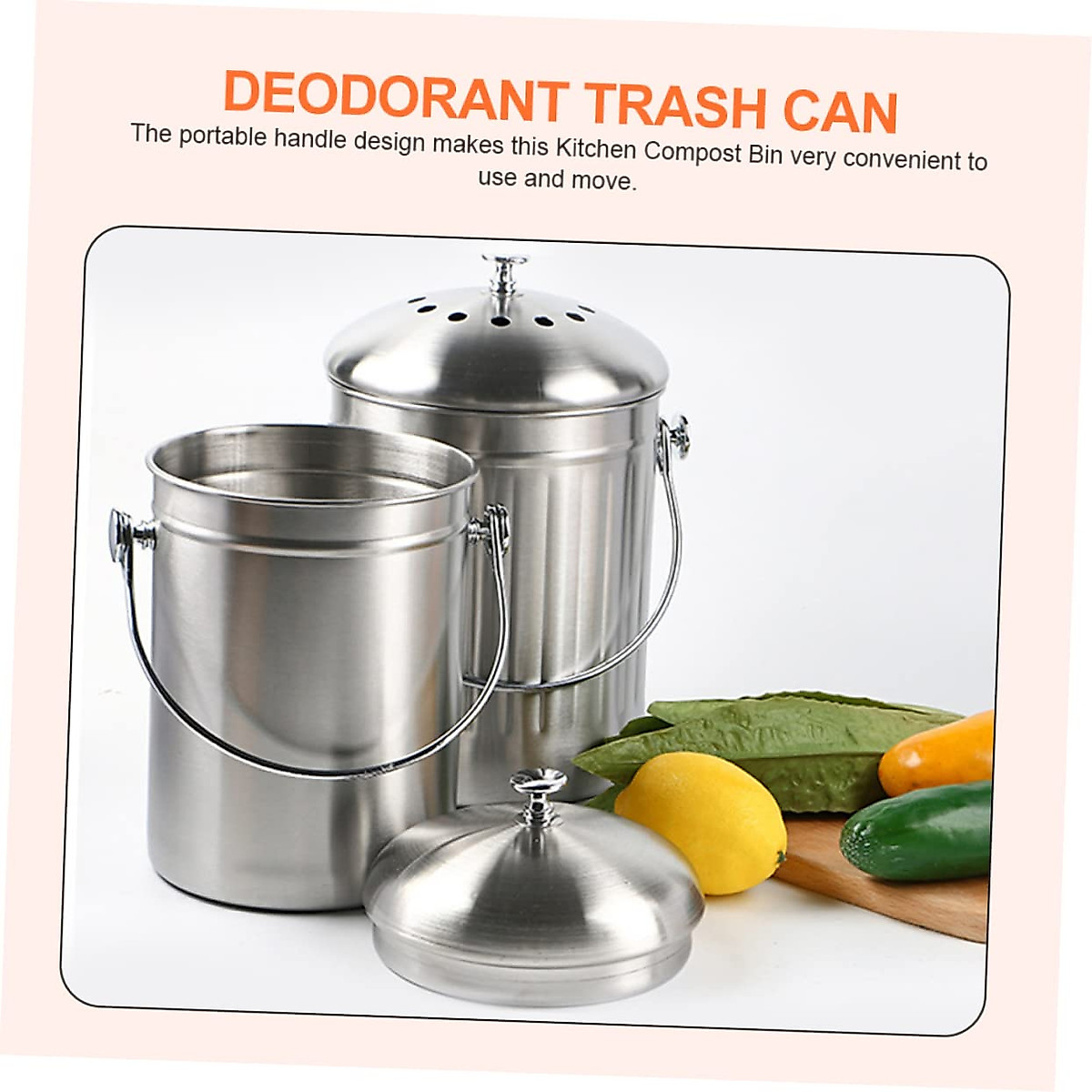 GATHINESS Stainless Steel Compost Bucket Indoor Compost bin Kitchen composter Metal Planter Waste Paper Basket Stylish Rubbish containers Counter Compost bin Compost Pail Rubbish Truck Food