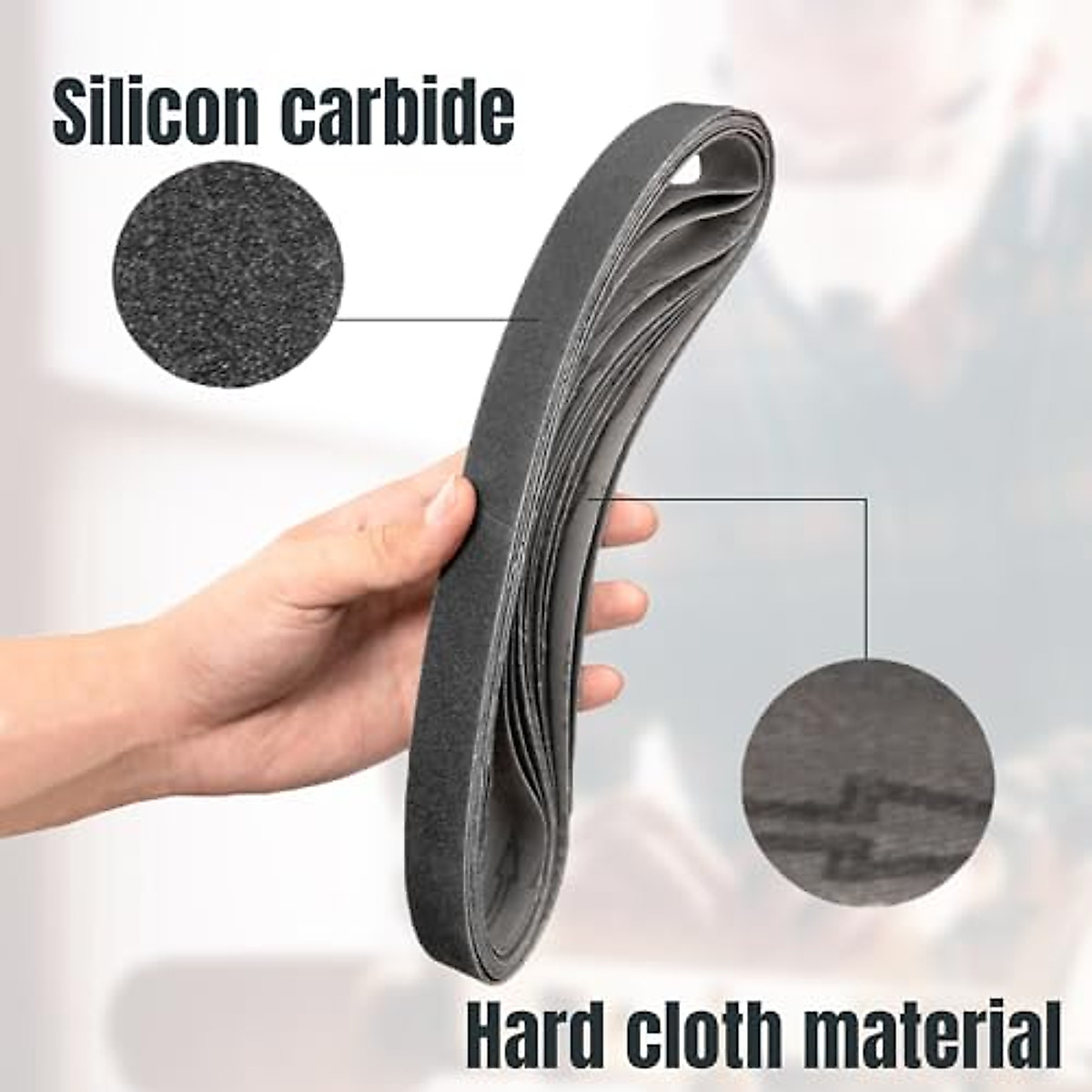 POWERTEC 457600 1 x 30 Inch Sanding Belts, 600 Grit Silicon Carbide Belt Sander Sanding Belt for Belt Sander, Belt and Disc Sander, Woodworking, Metal Polishing & Grinding, Knife Sharpening, 10PK