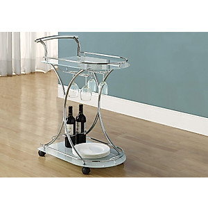 Coaster Home Furnishings Elfman 2-shelve Serving Cart Chrome and White