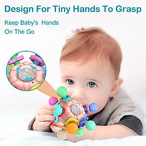 Baby Sensory Teething Toys: Montessori Toys Baby Teethers - Infant Newborn Gifts for 0 3 6 9 12 18 Months 1 Year Old Boys Girls - Baby Rattles Chew Toys - Developmental Learning Toy