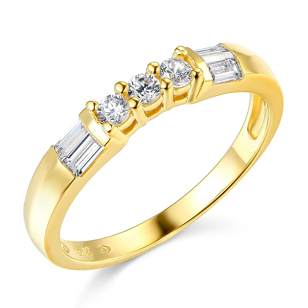14k Yellow Gold Solid Wedding Engagement Ring and Wedding Band 2 Piece Set - Size 8