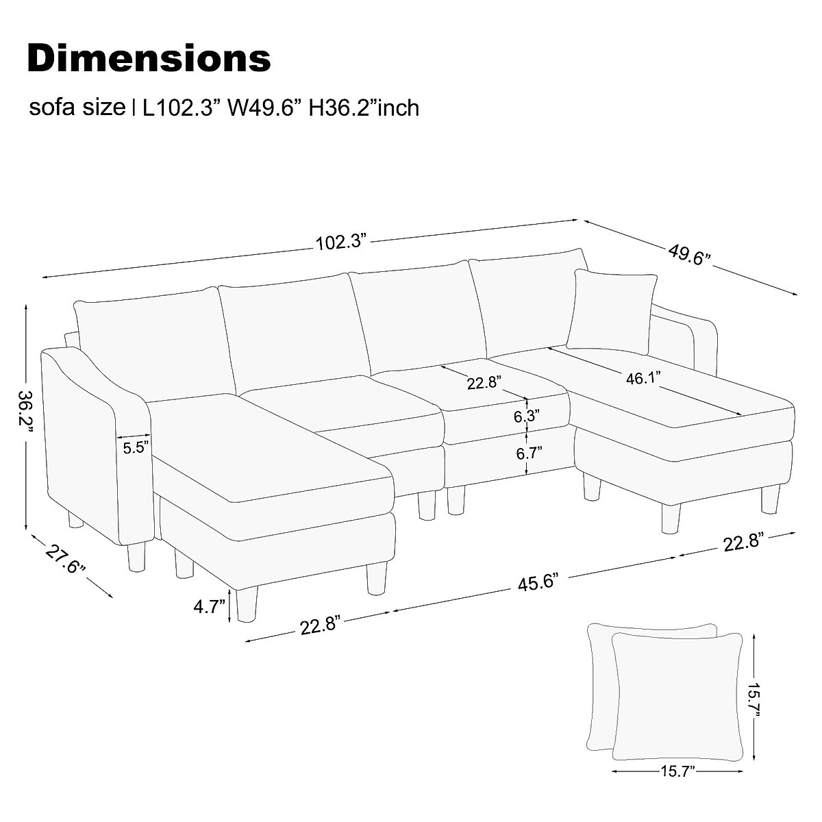 Belffin U Shaped Sectional Sofa Velvet Convertible Sofa with Reversible Chaises Sectional Couches with Ottomans for Living Room (Green)…