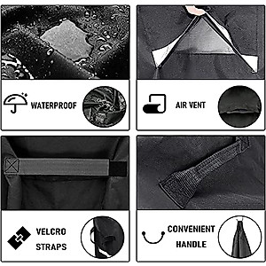 Grisun 7113 Grill Cover for Weber Q100/Q1000/Q200/Q2000 Grills with Portable Cart, Anti-Fade Waterproof Grill Cover for Weber Q2400/Q2200/Q1200/Q220/Q120 Grills, Full Length, Black