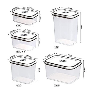 Lille Home Airtight Food Storage Container Set of 6, Kitchen & Pantry Organizer, Plastic Canister with Durable Lid, Leakproof, BPA Free, with Food Storing Date Indicator (Gray)