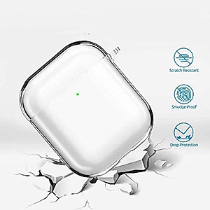 Custom AirPods Case for Apple AirPod 2 and 1, Shock Soft Absorption Clear TPU Cover, Customized Name Clear Airpod Cases with Keychain