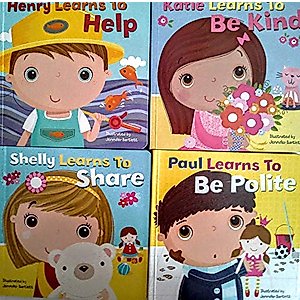 Katie Learns to BE Kind, Paul Learns to BE Polite, Shelly Learns to Share and Henry Learns to Help Board Books Bundle of 4