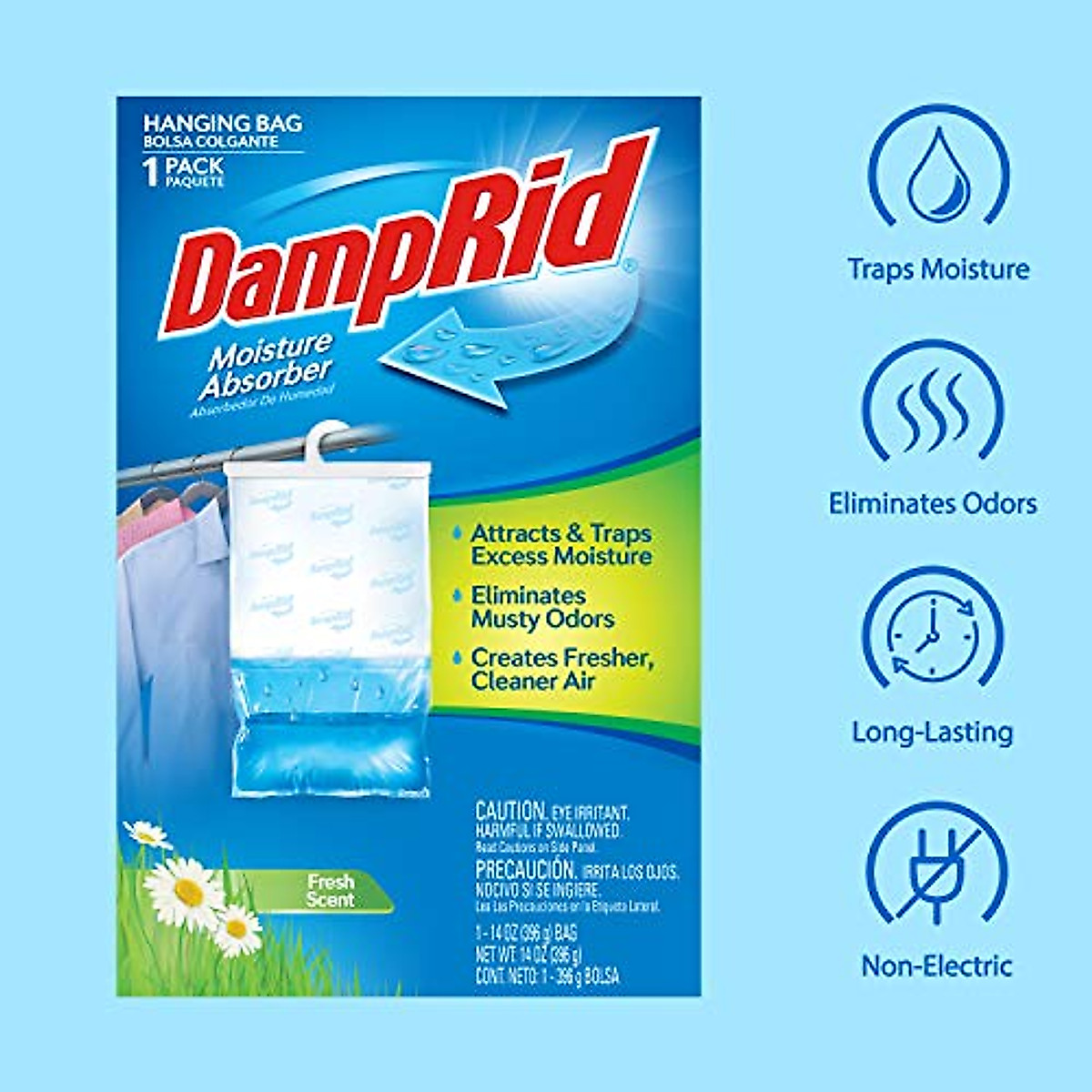 DampRid FG80 Hanging Moisture Absorber Fresh Scent, 6 Count