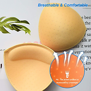 TopBine Removable Bra Pads Inserts Women's Comfy Sports Cups Bra Insert for BIkini Top Swimsuit (4 Beige, B/C)