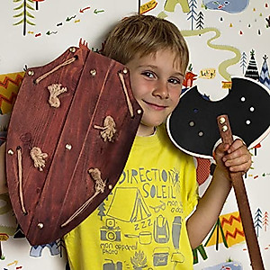 LOVARE Home Decor Wooden Shield - Viking Shield Wooden - Wood Shields and Axe Wooden - Wooden Viking Wood Sword and Shield - Wooden Shields for Boys - Wooden and Shield Set - Shield Unfinished Wood