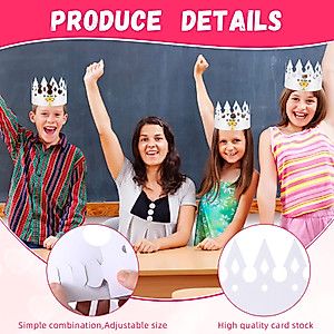 200 Pcs White Paper Crowns DIY Birthday Party Crowns for Kids, Birthday Party Hats Decorations Baby Shower Party Supplies (Classic Style)