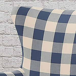 Christopher Knight Home Oliver Farmhouse Armchair, Checkerboard, Polyester and Birch Wood, Blue Floral