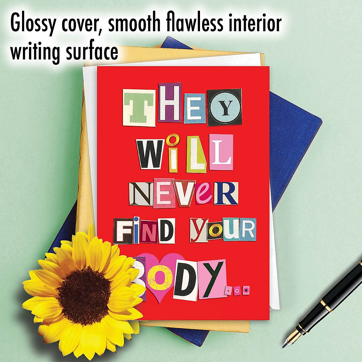 NobleWorks - Funny Anniversary Greeting Card - Romantic Spouse Humor, Married Couples Anniversary Notecard - Never Find Your Body 5456Z