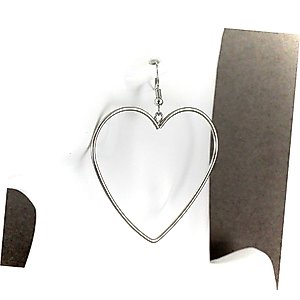 Silver Heart Earrings Earrings 2.5" Long Dangle Light Outline Heart Adorable Statement Jewelry Earrings for Women