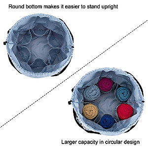 CURMIO Knitting Tote Bag, Yarn Project Wristlet Bag with Drawstring for Knitting Needles, Crochet Hooks and Supplies, Dandelion (Bag Only)