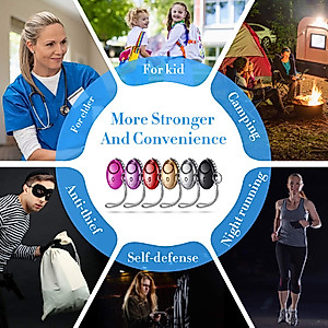 Konohan 12 Pieces Personal Alarm for Women, Safe Sound Personal Alarms Emergency Alarm Keychain Security Alarm Keychain with LED Light, Personal Safety Button Alarm in 6 Colors for Men Elderly