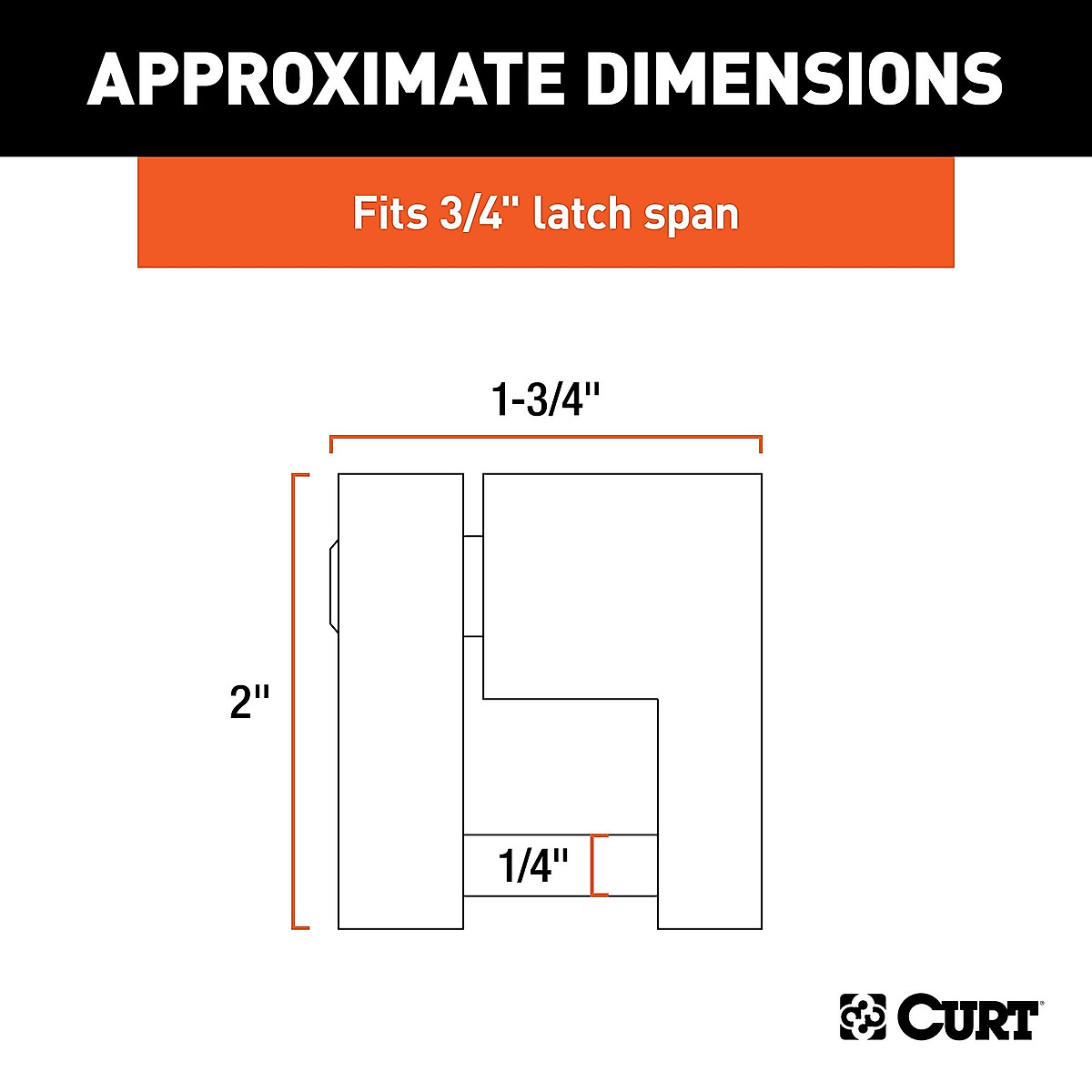 CURT 23022 Brass-Plated Steel Trailer Tongue Coupler Lock, 1/4-Inch Pin Diameter, Up to 3/4-Inch Span